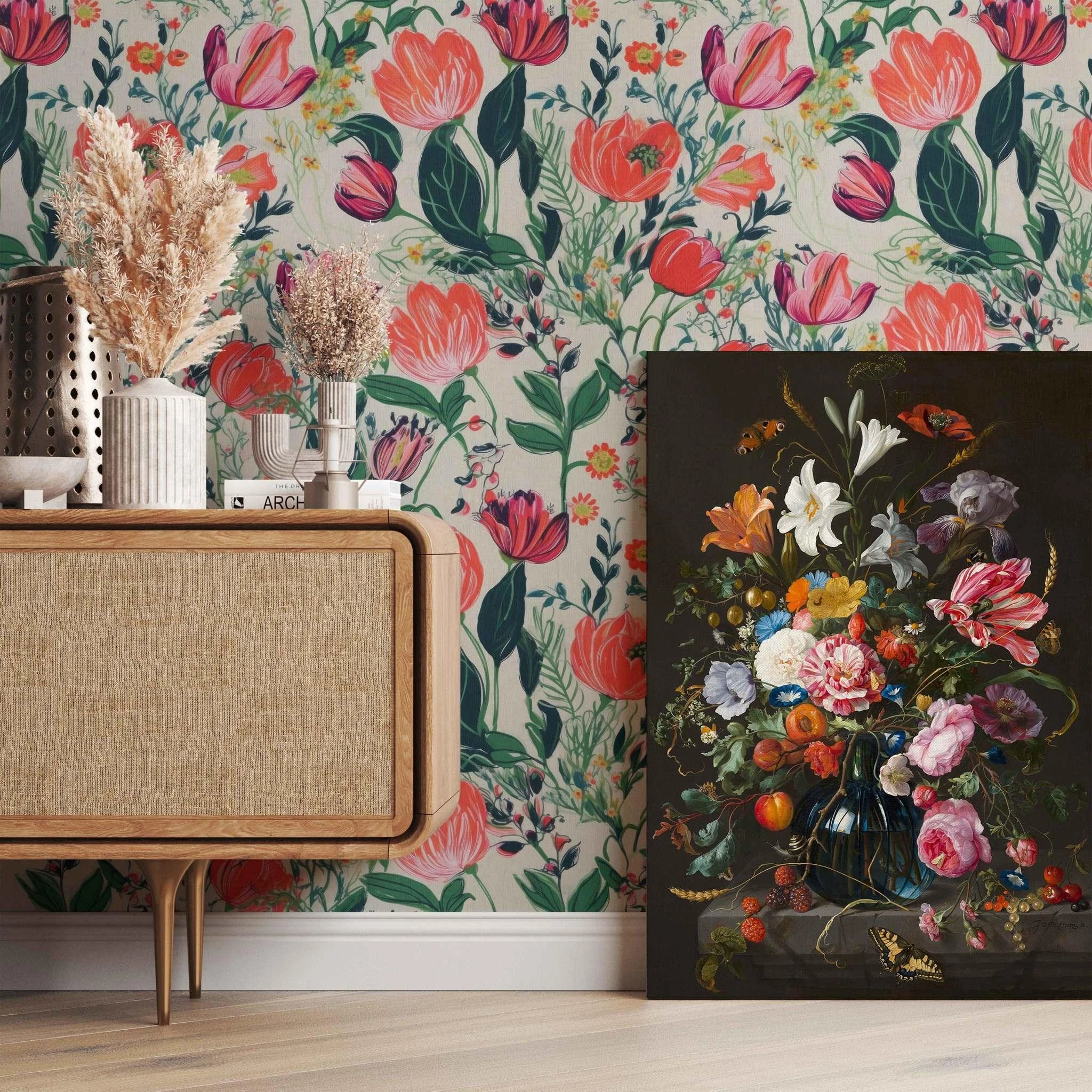 Red Peel & Stick Wallpaper | Removable Red Wallpaper | Huggleberry Hill